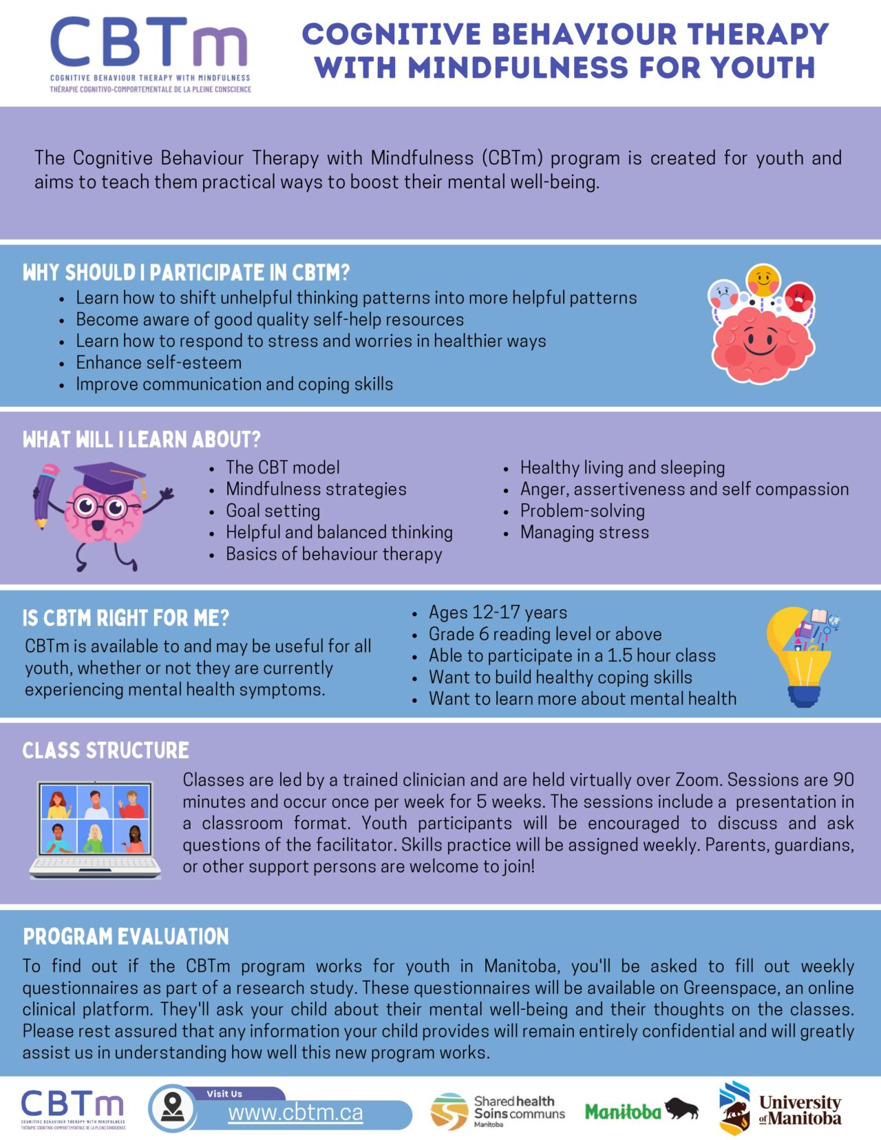 Youth (12-17) - Cognitive Behaviour Therapy with mindfulness (CBTm)
