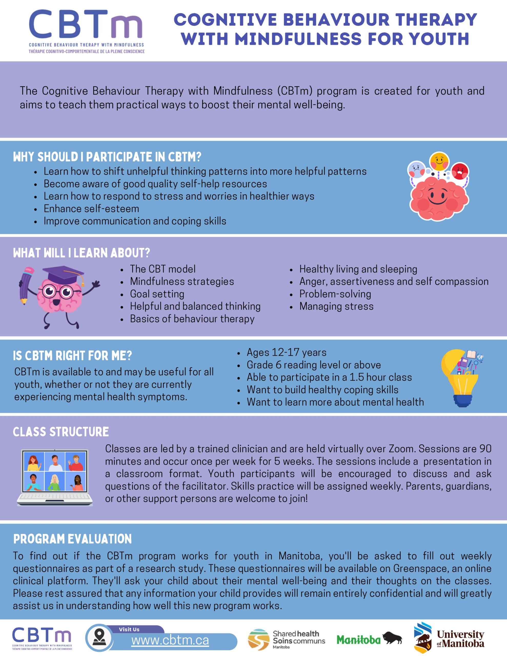 Youth (12-17) - Cognitive Behaviour Therapy with mindfulness (CBTm)